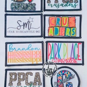 Custom Team Name & Colors Rectangle or Round Trucker Hat Bar Iron on ...