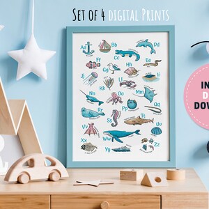 Ocean Alphabet Print | Nautical Kids | Nursery Wall Art | Digital ...