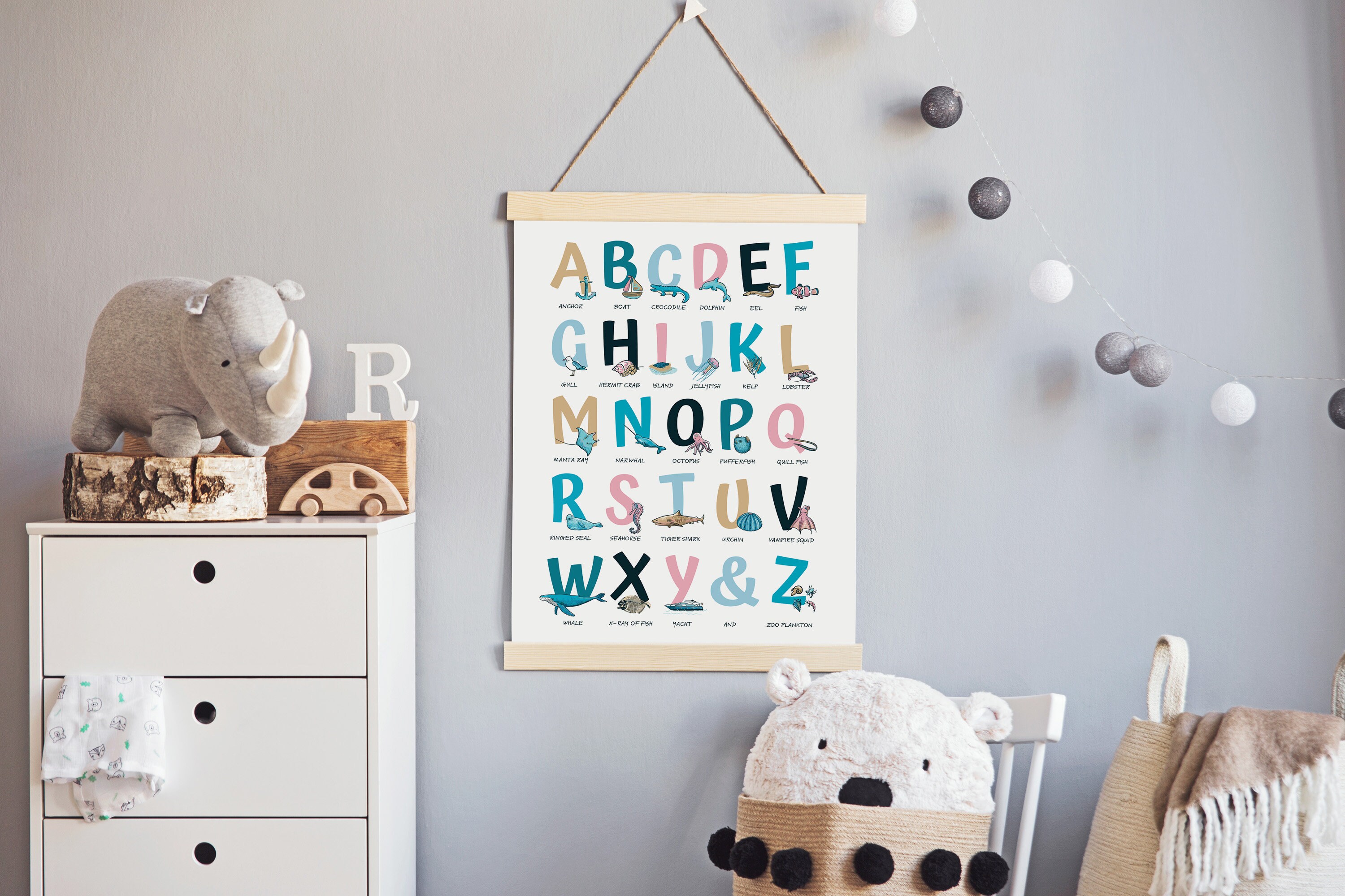 Ocean Alphabet Print | Nautical Kids | Nursery Wall Art | Digital ...