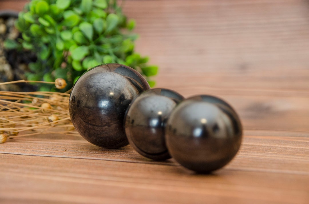 Shungite Sphere choose a Size, Health, Protection EMF, Worry Stone ...
