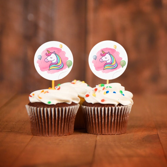 Digital Unicorn Cupcake Toppers Party Picks First Birthday Etsy