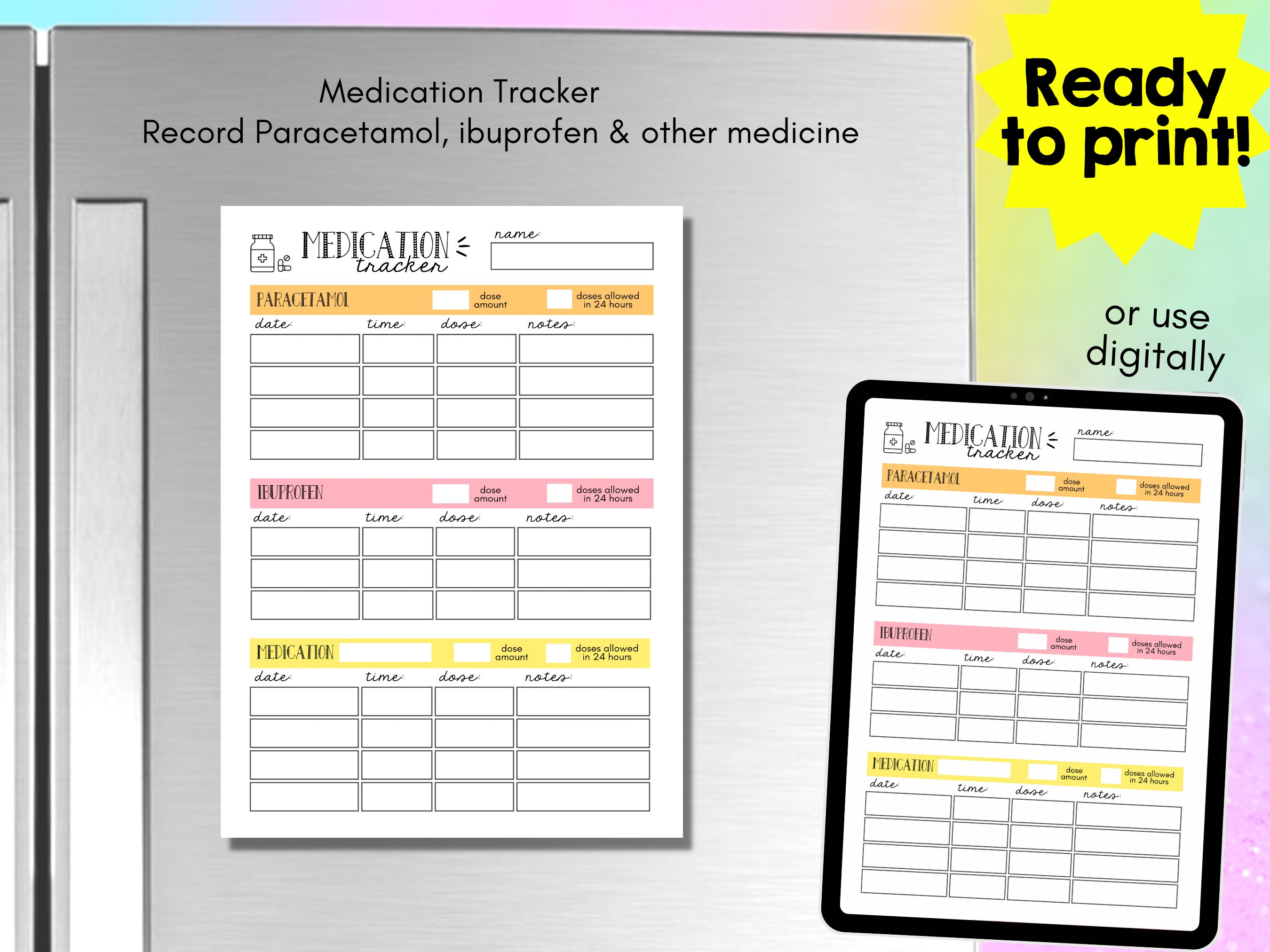 Medication Tracker Chart. Medicine Schedule. Print at Home. - Etsy