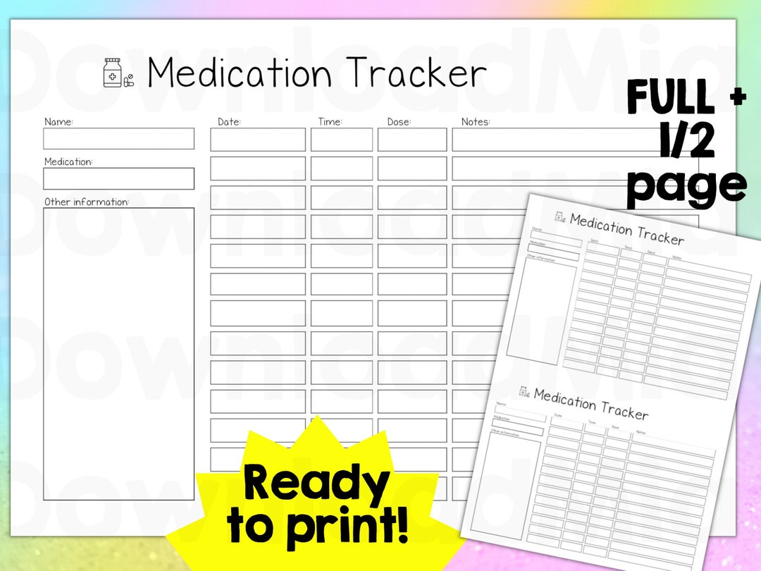 Medication Tracker Chart Record Create a Medicine Schedule. Edit and ...