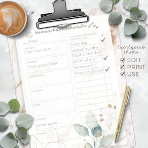 Kids Daily Homeschool Schedule Responsibility Chart, School Routine ...