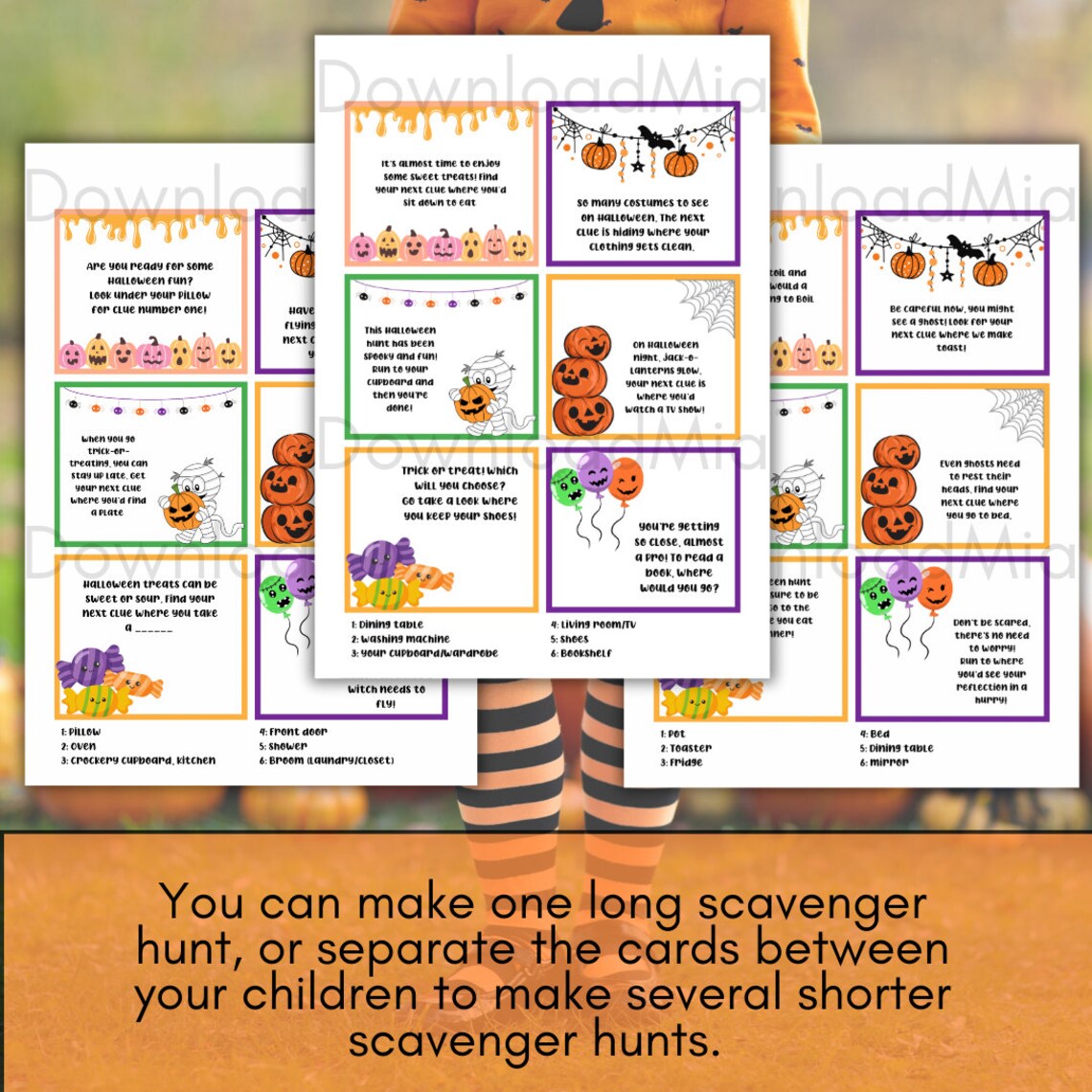 Halloween Scavenger Hunt for Kids, Kids Treasure Hunt Clues, Scavenger ...