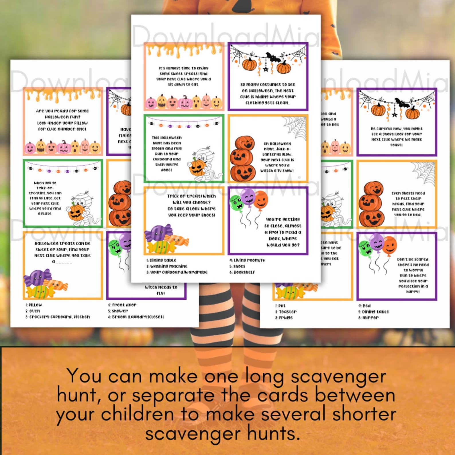 Halloween Scavenger Hunt for Kids, Kids Treasure Hunt Clues, Scavenger ...