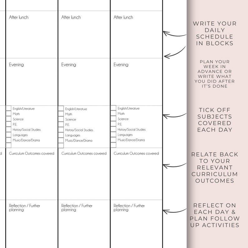 Homeschool Planner Simple Lesson Plan, Teacher Lesson Planner, One Page ...