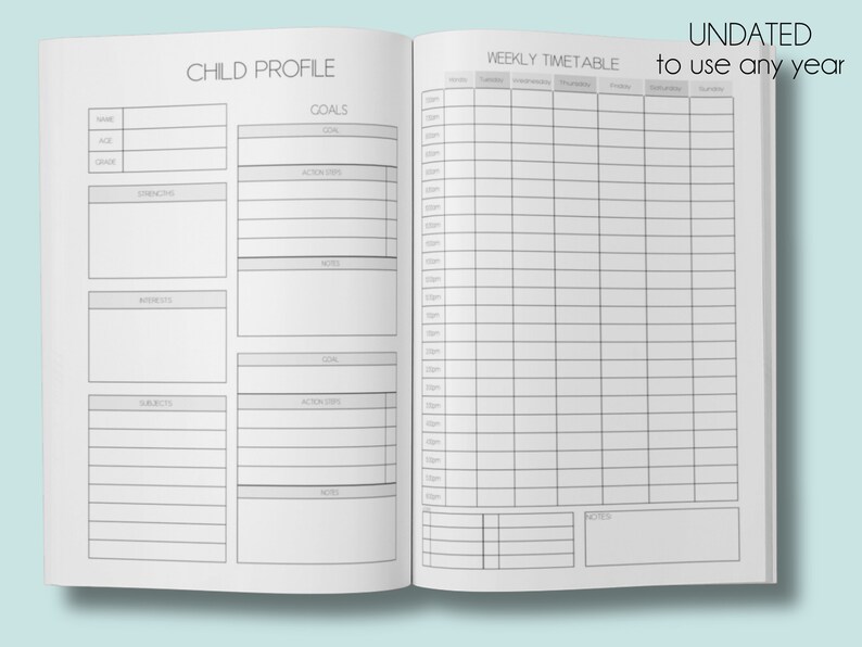 Homeschool Planner Simple Editable Canva Template Printable - Etsy
