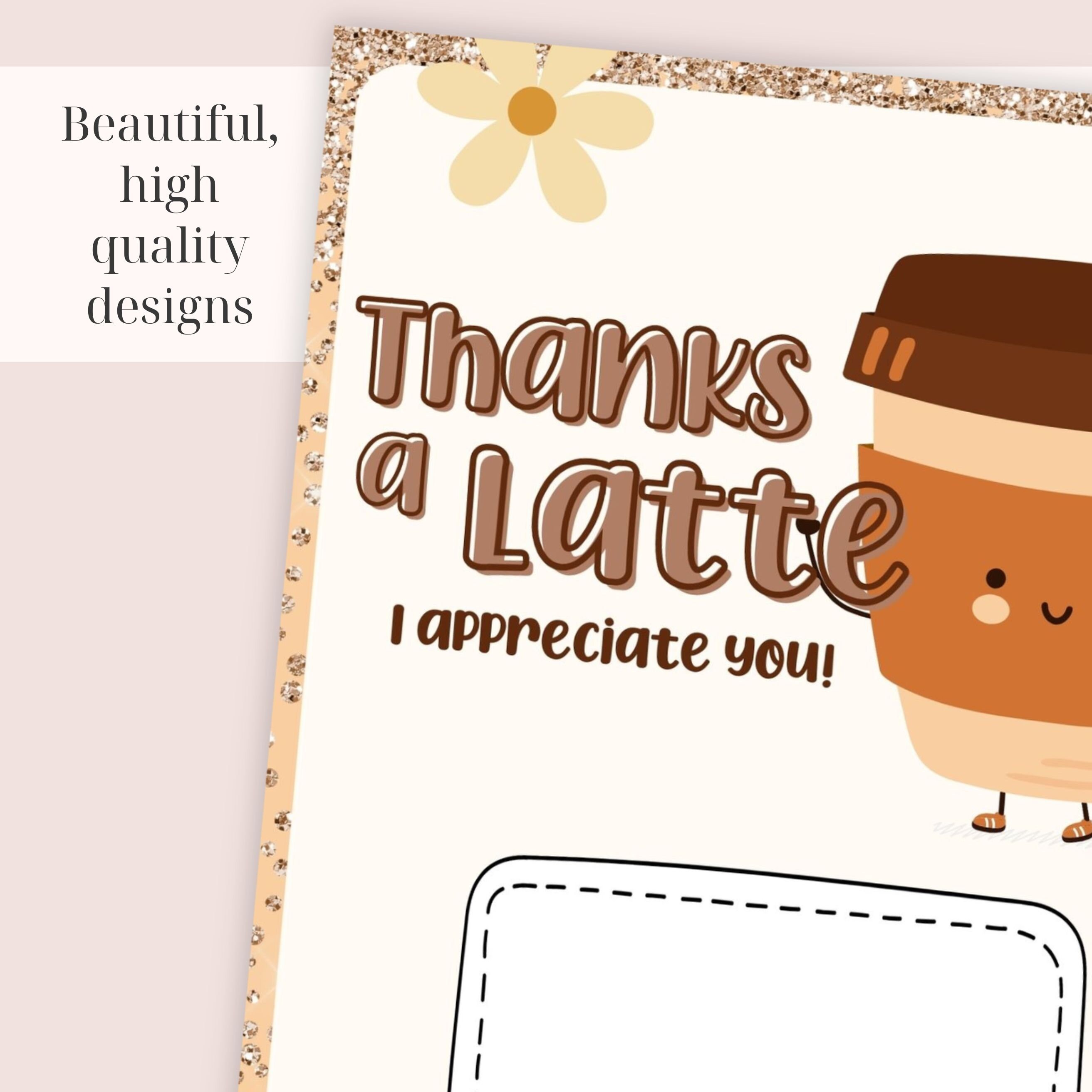 Coffee Voucher Printable for Teacher Thank You Present Gift Card Holder ...