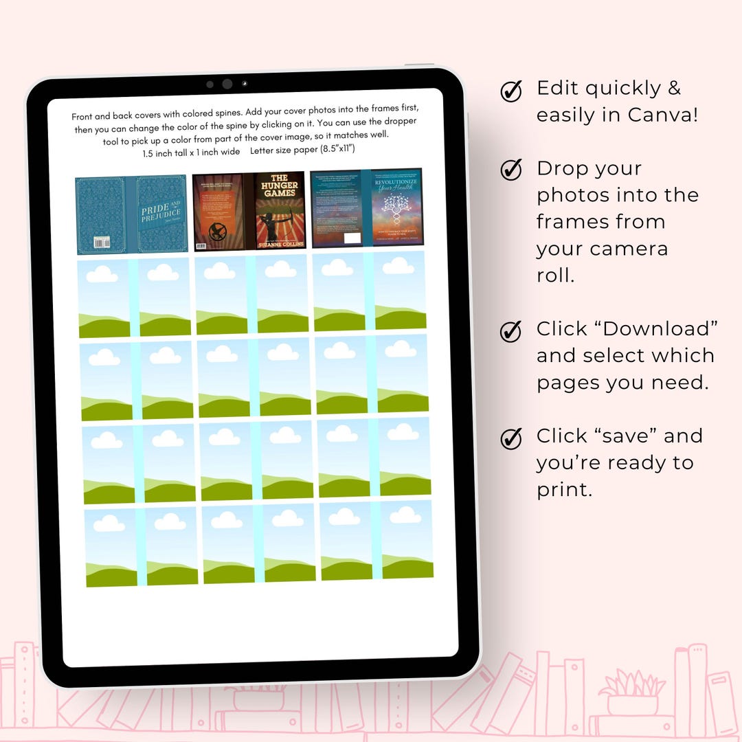 Mini Book Cover Template Editable Printable Canva TBR Book Jar Covers ...
