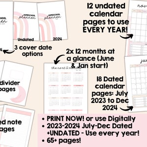 Homeschool Printable Planner 2023 2024 Printable Pink Boho Homeschool ...