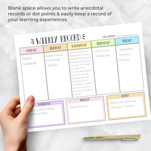 Weekly Homeschool Record Printable Diary Reflection Editable Lesson ...