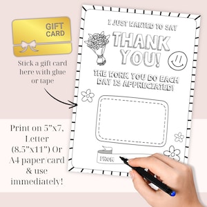 Printable Gift Card Holder Teacher Appreciation Week Color in Present ...