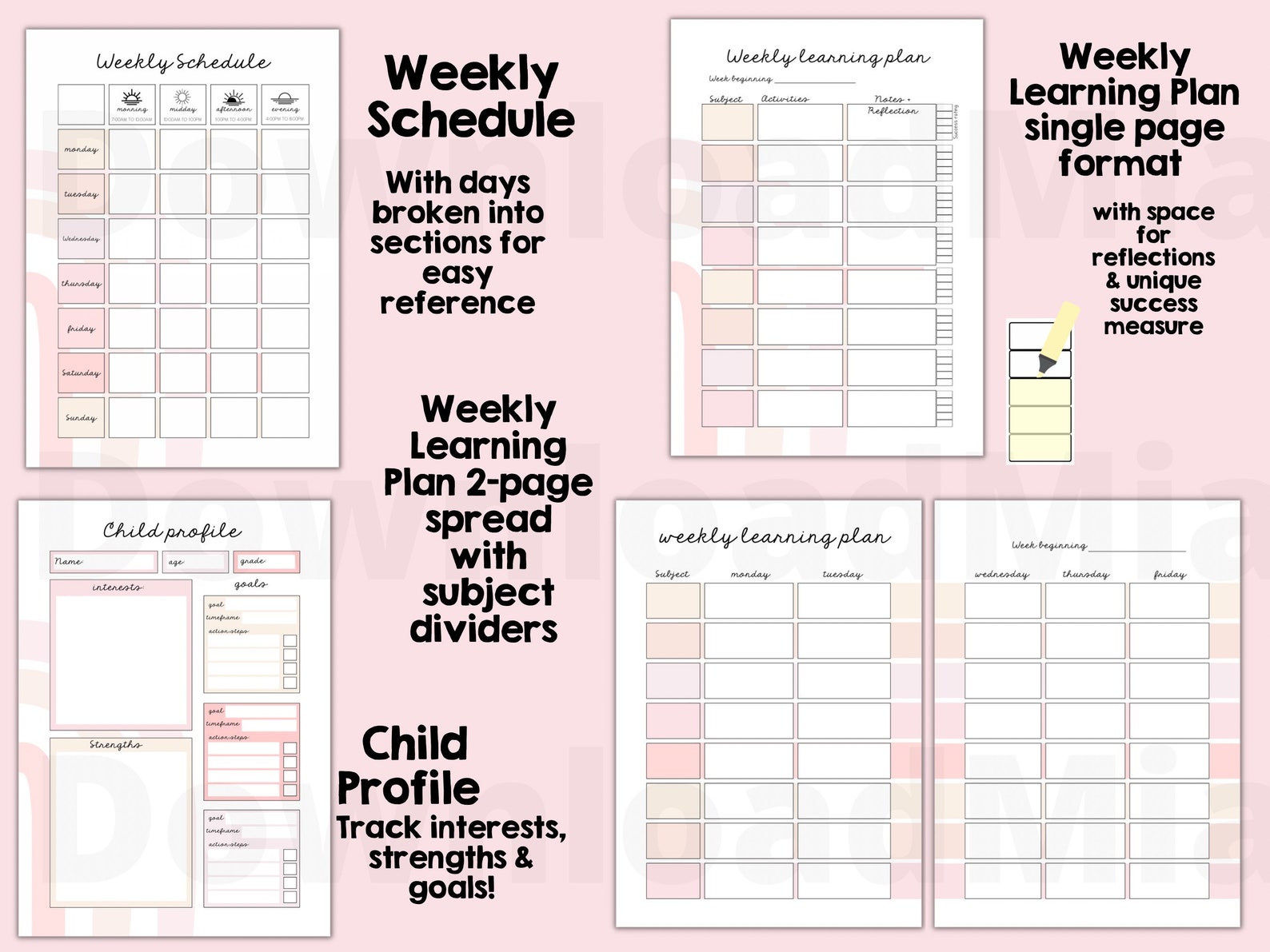 Homeschool Printable Planner 2023 2024 Printable Pink Boho Homeschool ...