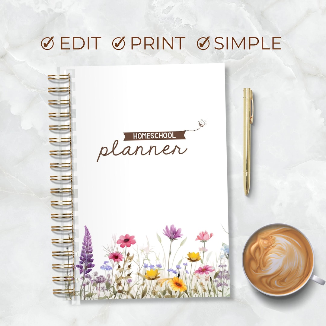 Homeschool Planner 2024 2025 Editable Printable Template Plan Record ...