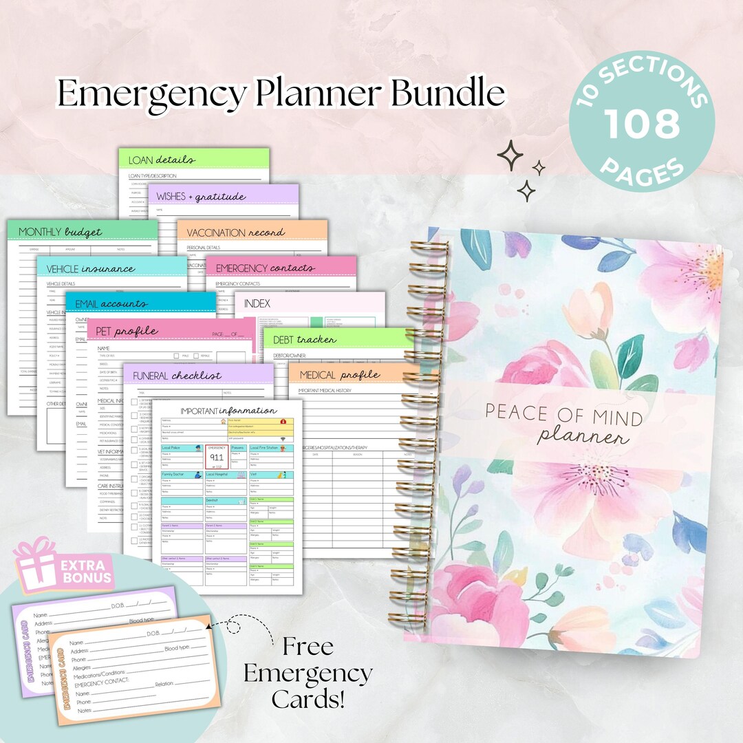 In Case of Emergency Binder, Just in Case Printable Emergency Planner ...