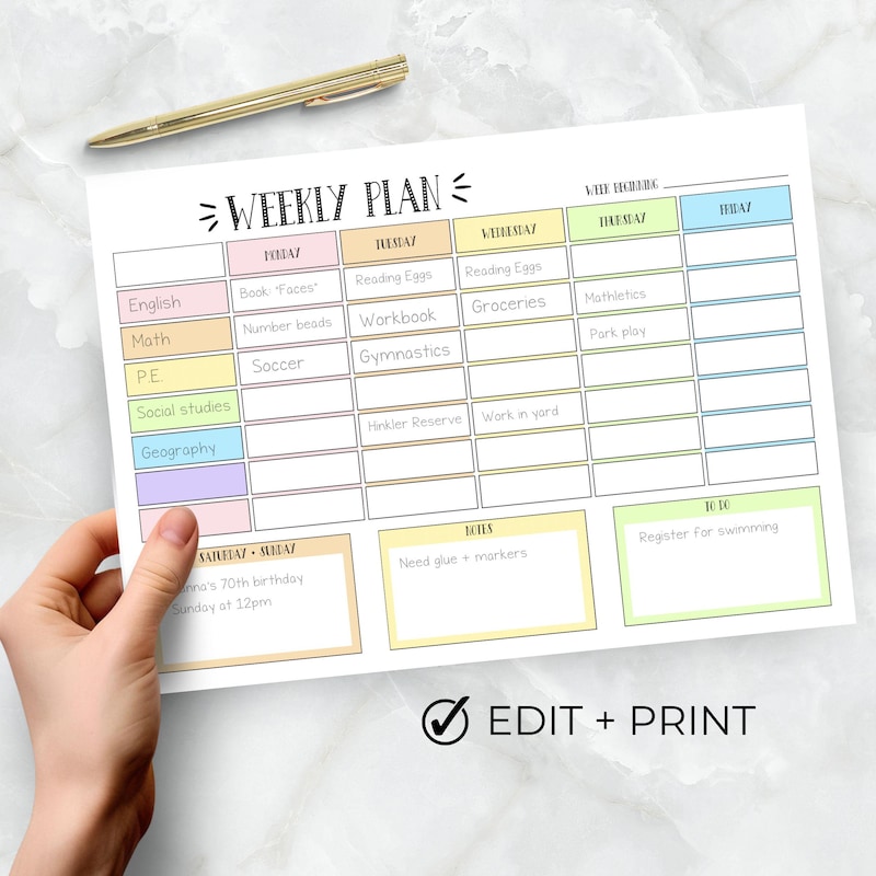 Weekly Loop Schedule - Etsy