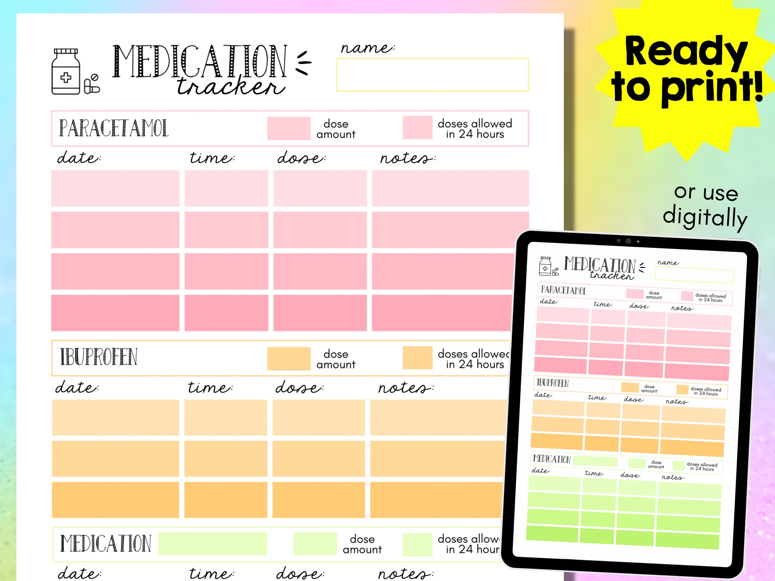 Medication Tracker Chart. Medicine Schedule. Print at Home. Great for ...
