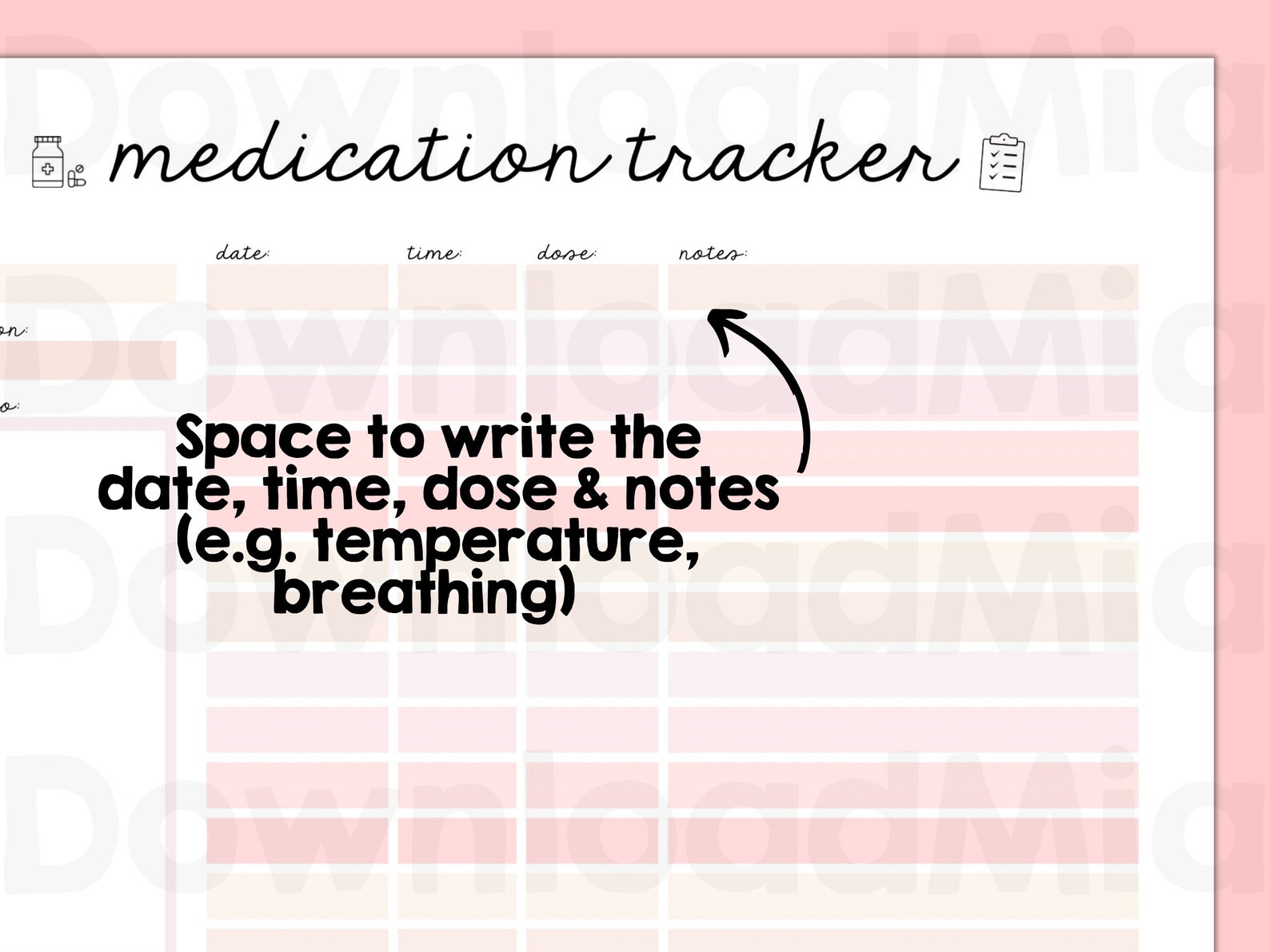 Medication Tracker Chart Record Create a Medicine Schedule. Annotate ...