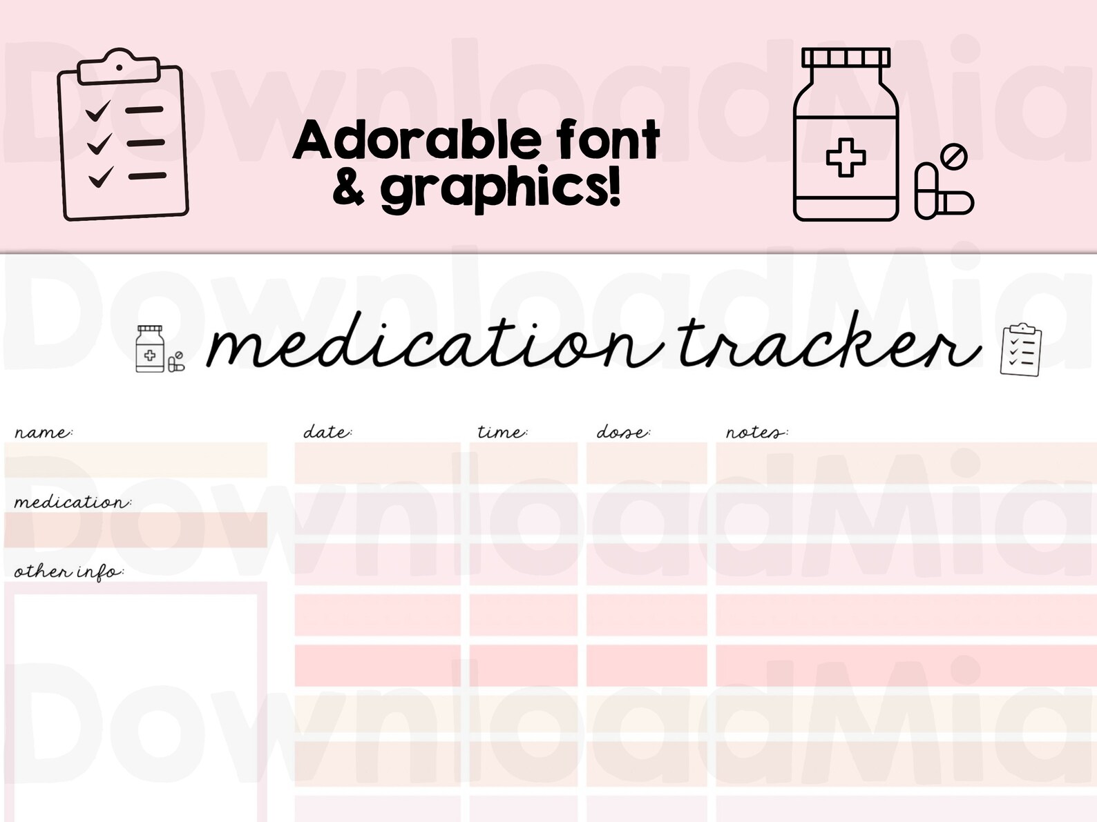 Medication Tracker Chart Record Create a Medicine Schedule. Annotate ...