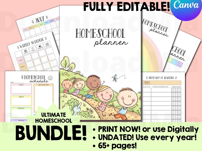 Homeschool Planner Printable Editable Undated Version for USA UK ...