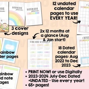 Homeschool Printable Planner 2023 2024 Printable Pastel Rainbow ...
