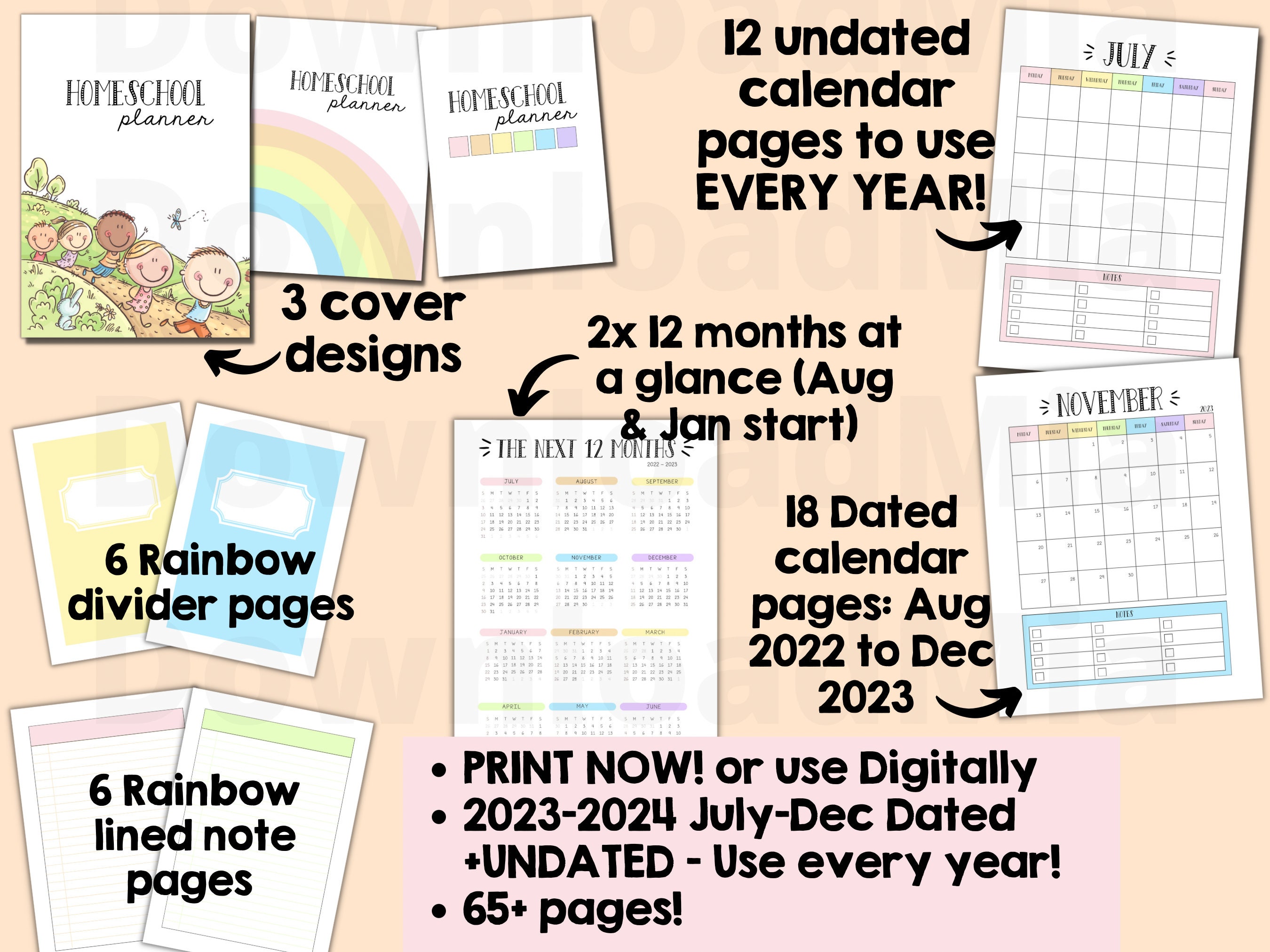 Homeschool Printable Planner 2023 2024 Printable Homeschool Portfolio ...