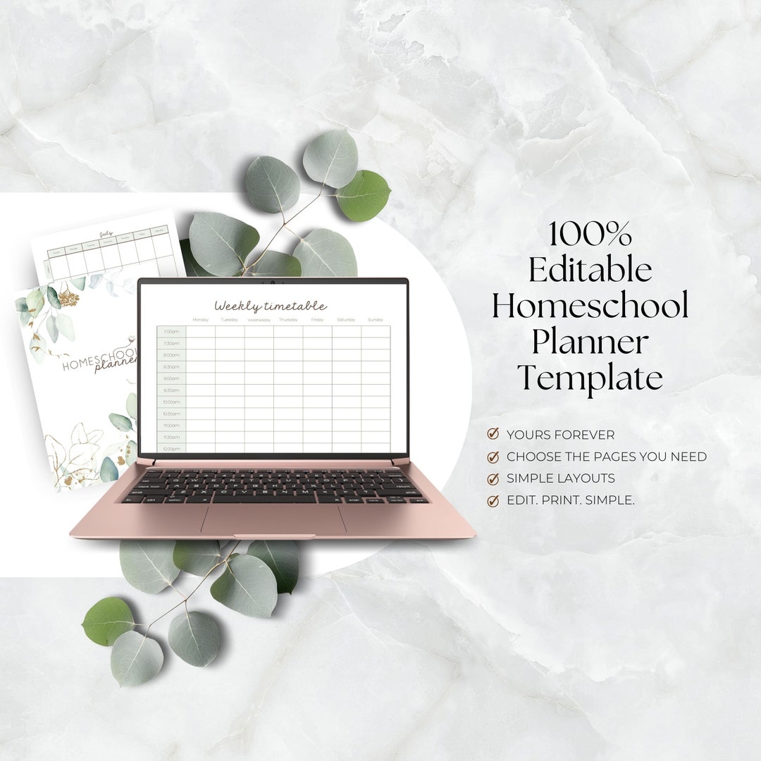 Simple Homeschool Planner Portfolio, Canva Editable Printable Home ...