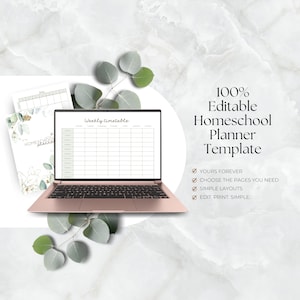 Simple Homeschool Planner 2024 2025 Editable Printable Home Education ...