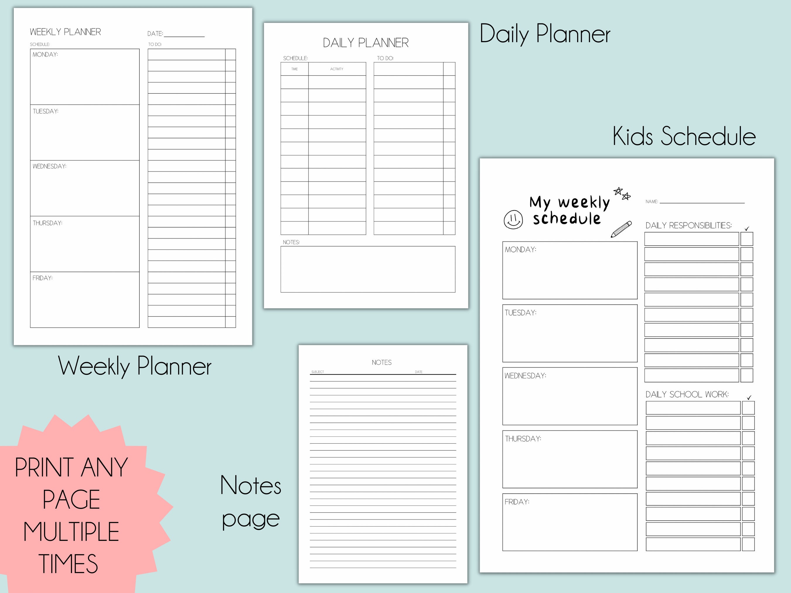 Homeschool Planner Simple Editable Canva Template Printable - Etsy