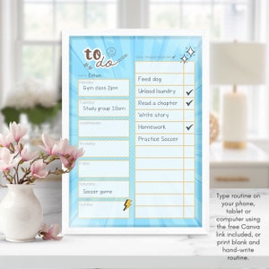Boys Daily Routine, Printable Homeschool Responsibility Chart for Kids ...
