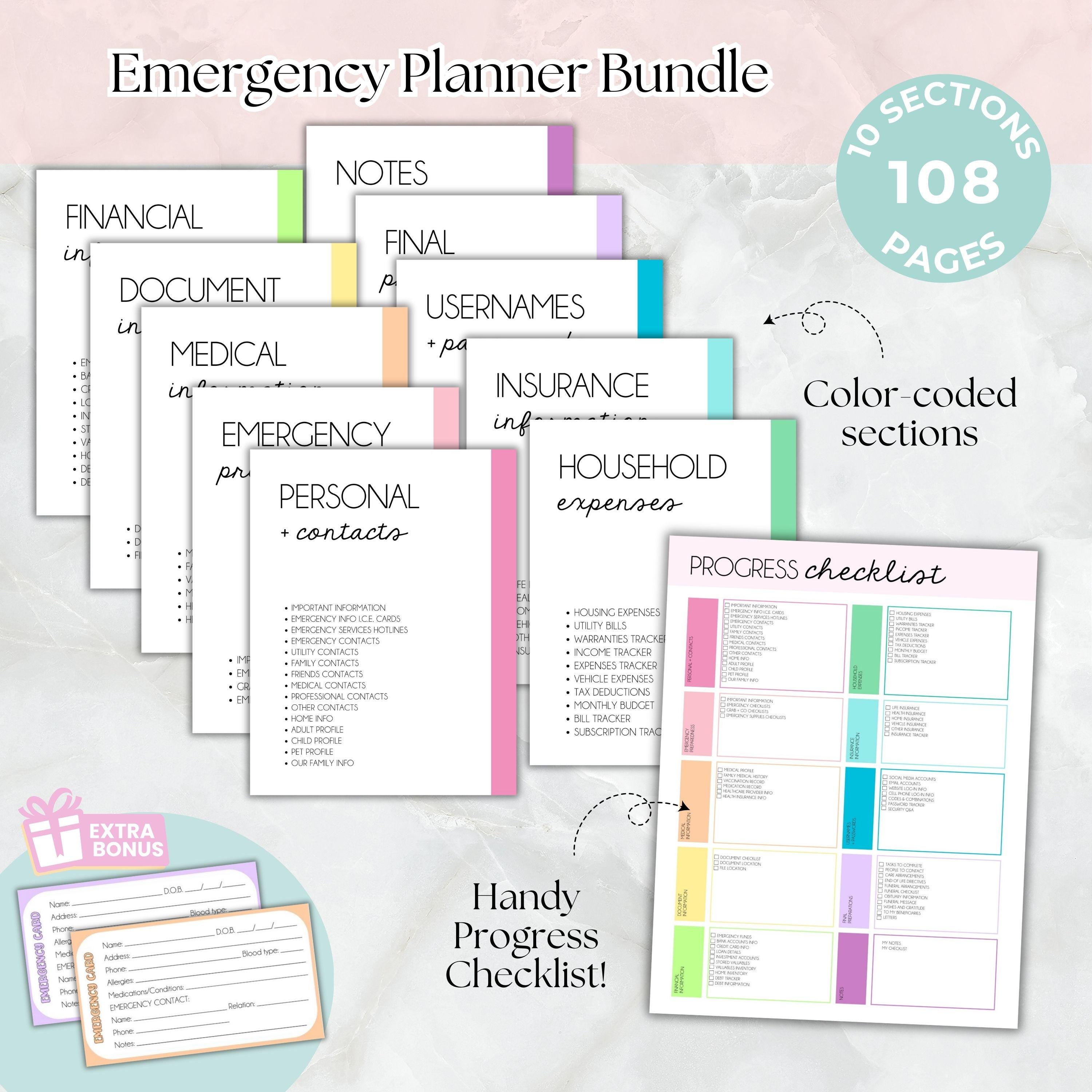 Emergency Plan Binder, Just in Case Printable Emergency Planner ...