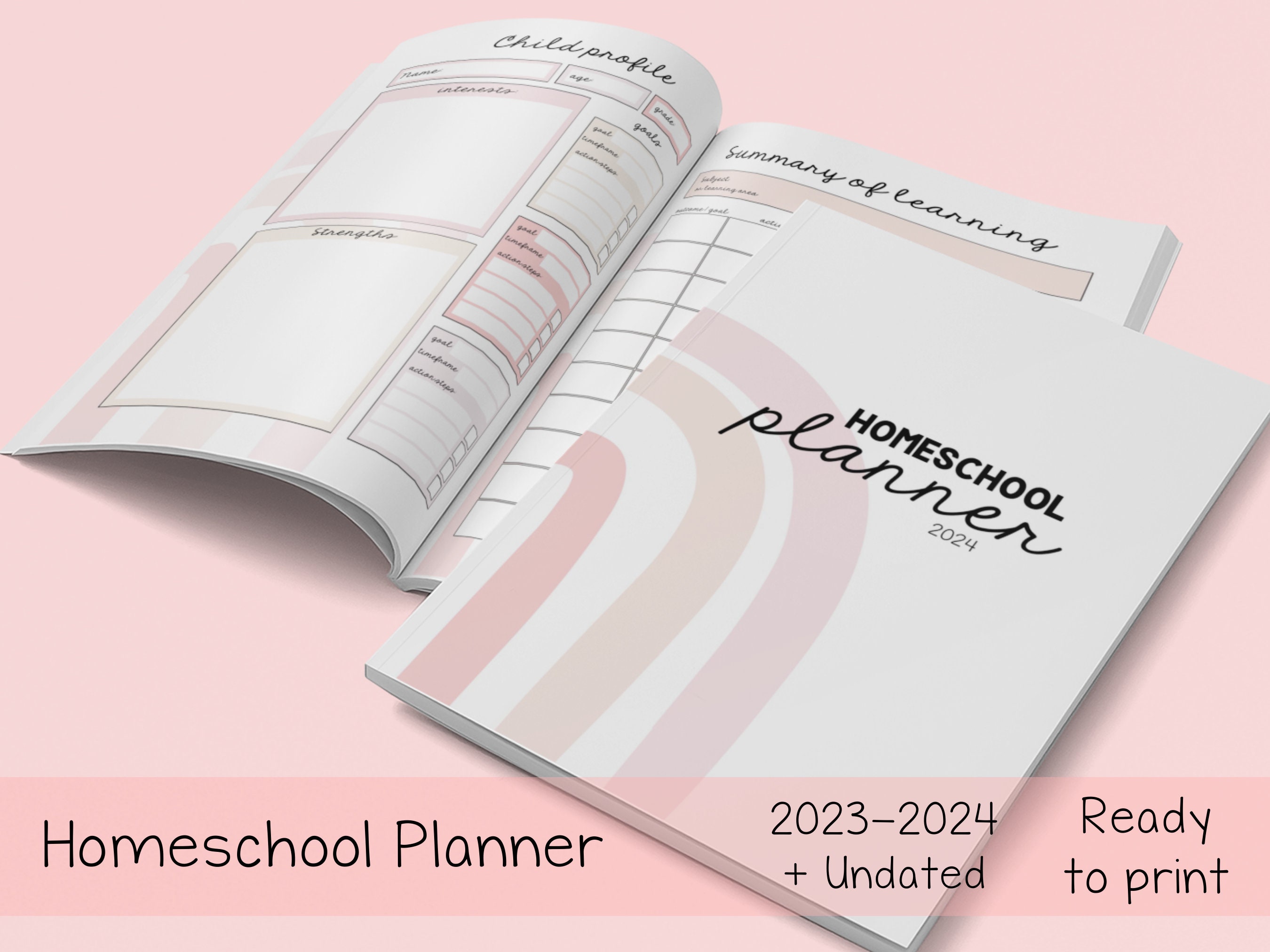 Homeschool Printable Planner 2023 2024 Printable Pink Boho Homeschool ...