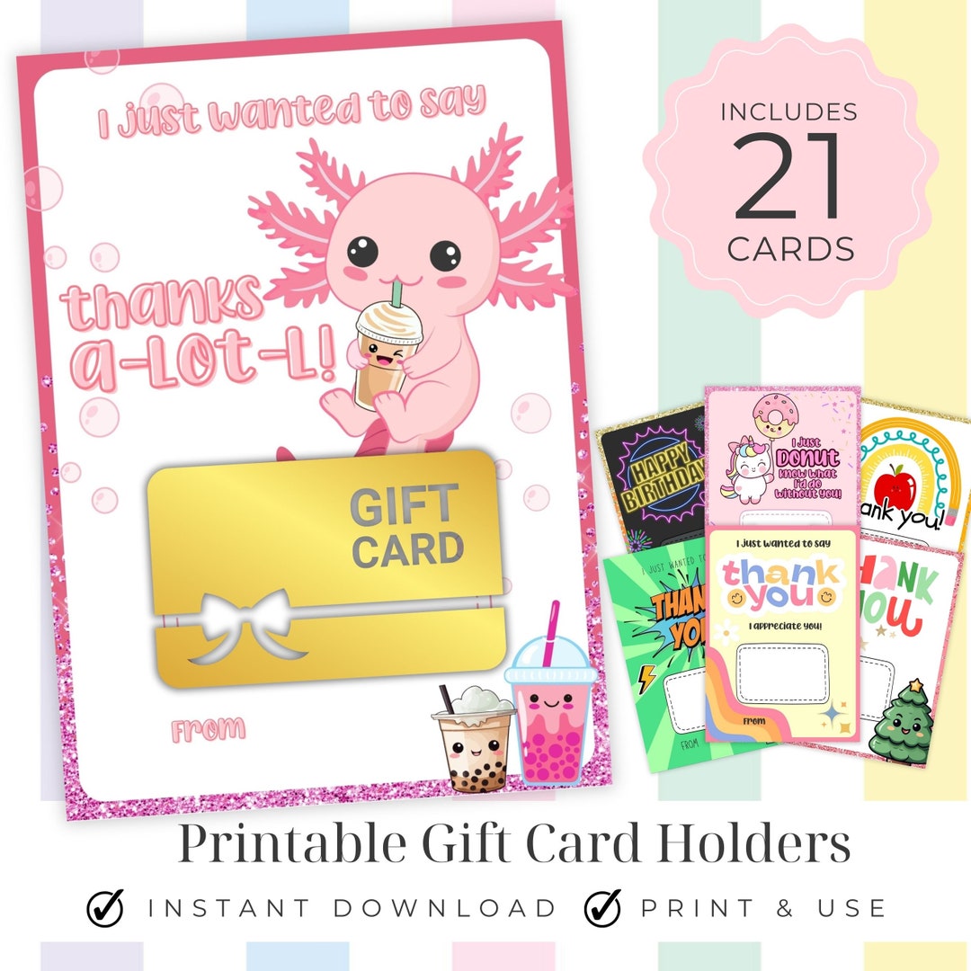 Thank You Card Printable Teacher Appreciation Gift Card Holder ...