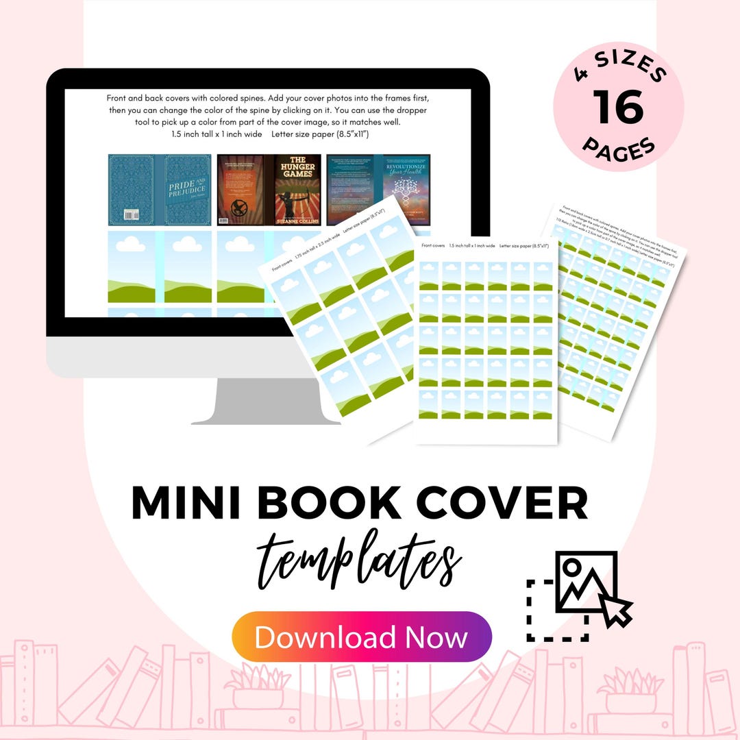 Mini Book Cover Template Editable Printable Canva TBR Book Jar Covers ...