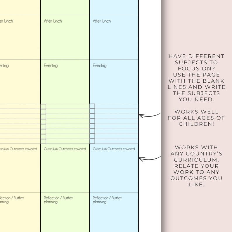 Homeschool Planner Simple Lesson Plan, Teacher Lesson Planner, One Page ...