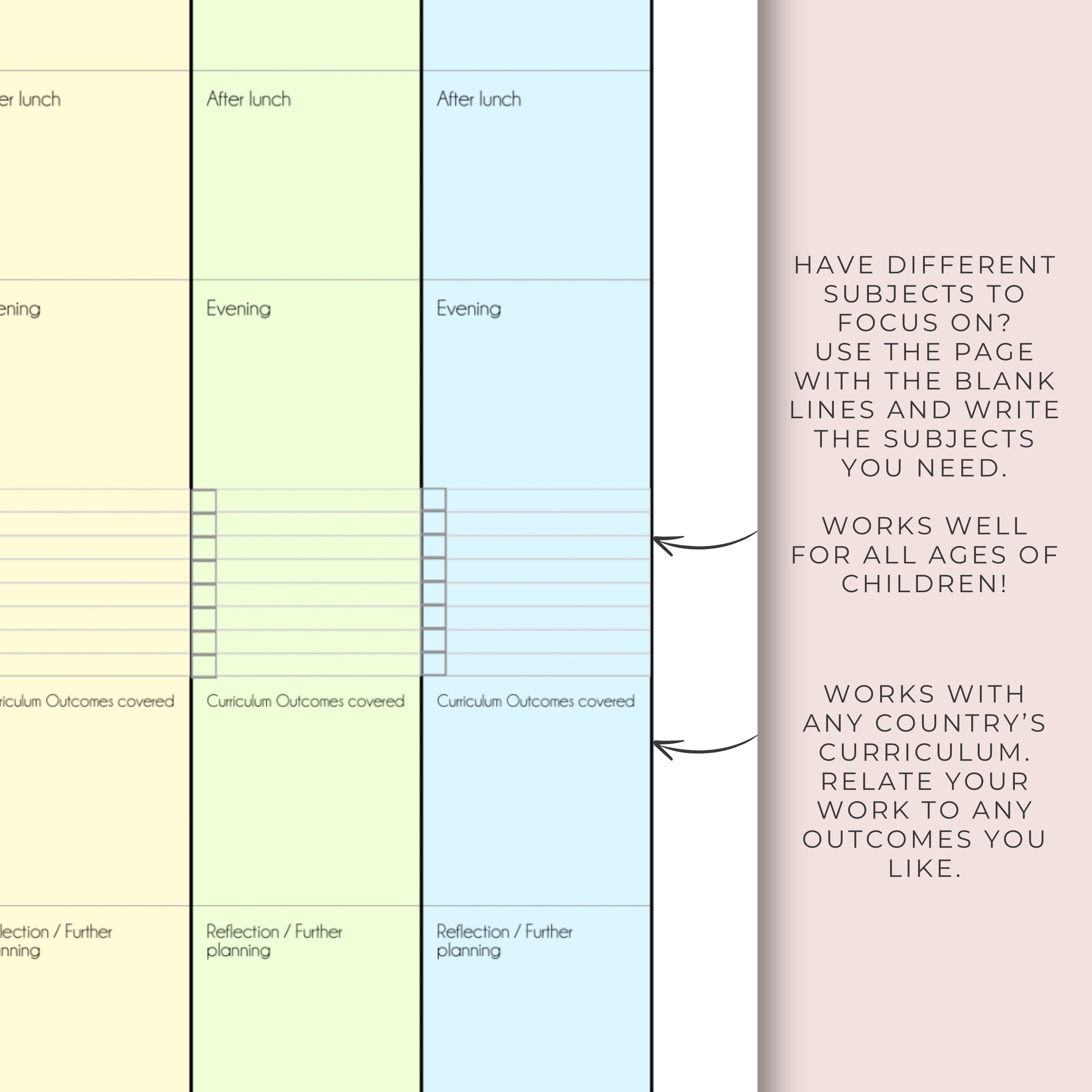Homeschool Planner Simple Lesson Plan, Teacher Lesson Planner, One Page ...
