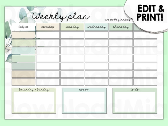 Weekly Schedule Homeschool Kids Plan and to Do List - Etsy