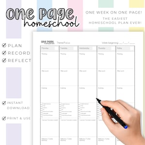Homeschool Planner Simple Lesson Plan, Teacher Lesson Planner, One Page ...