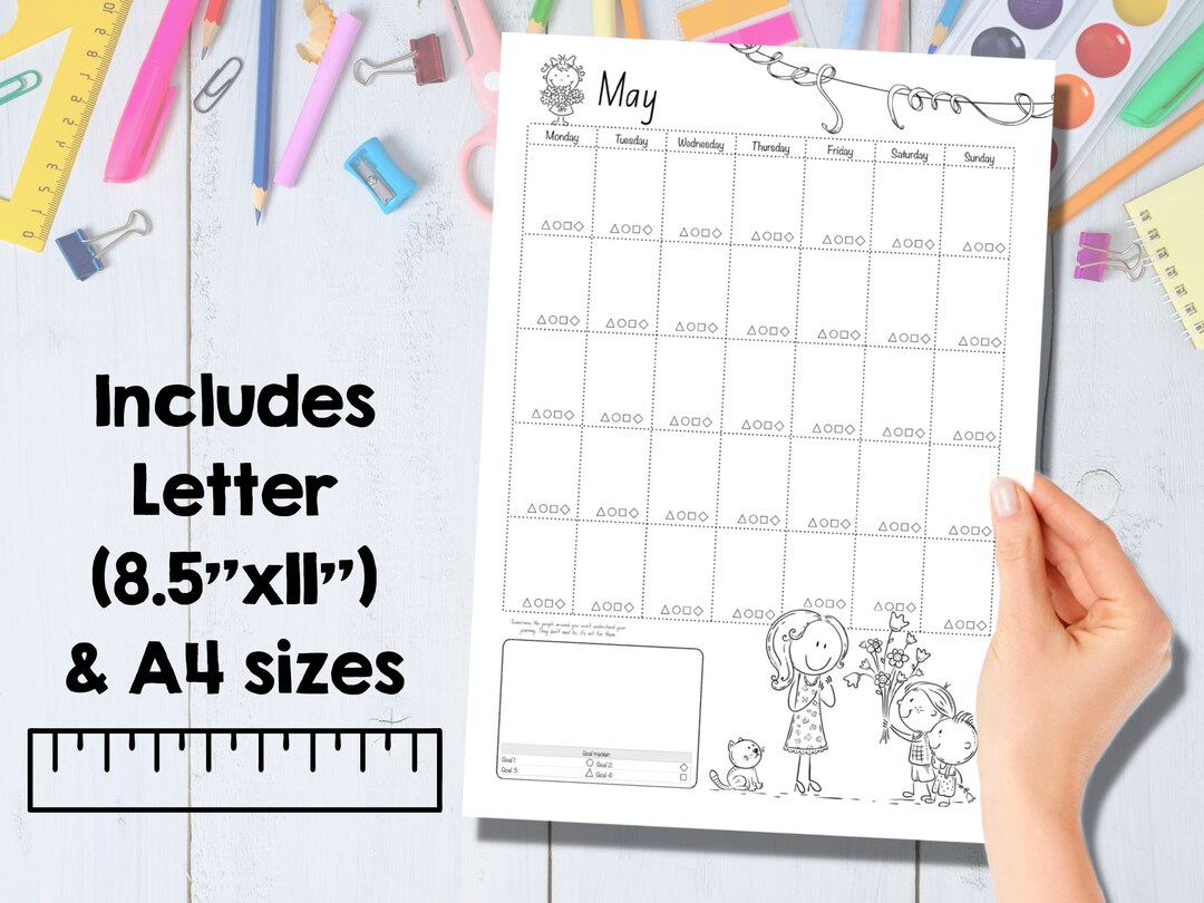 Undated Yearly Calendar Customisable Digital Printable Plan for Work ...