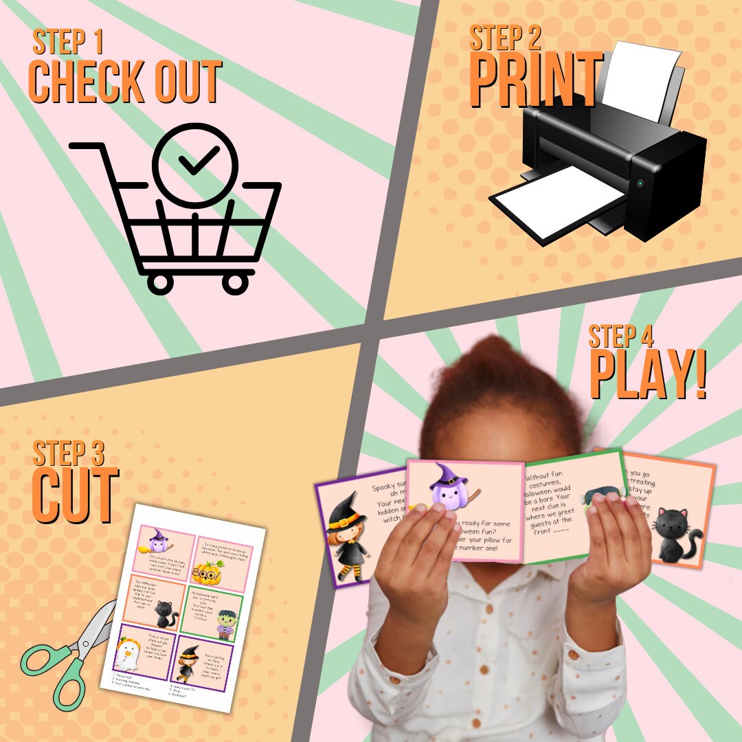 Halloween Scavenger Hunt for Kids, Kids Treasure Hunt Clues, Scavenger ...