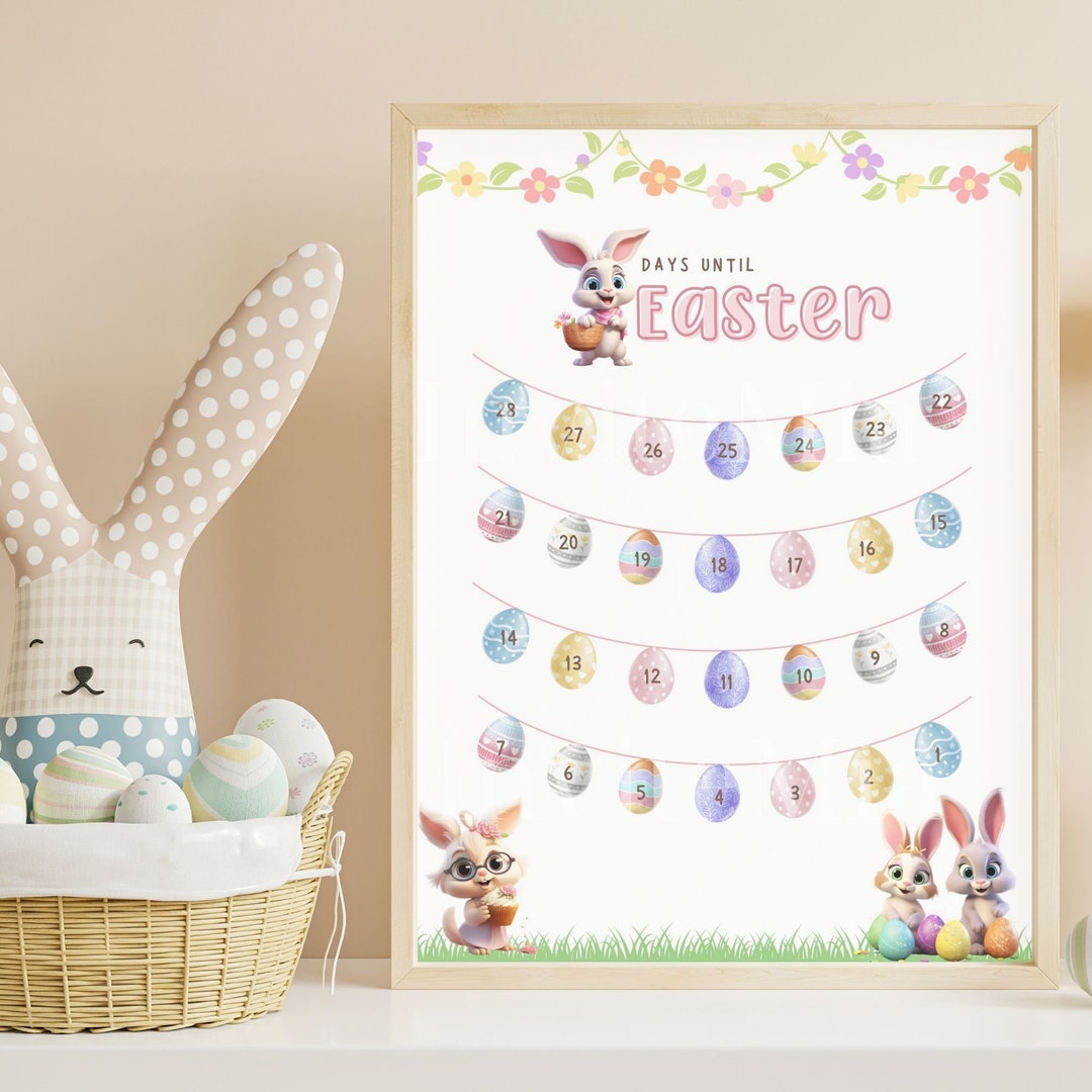 Easter Countdown, Days Until Easter, Easter Advent Calendar, Printable ...