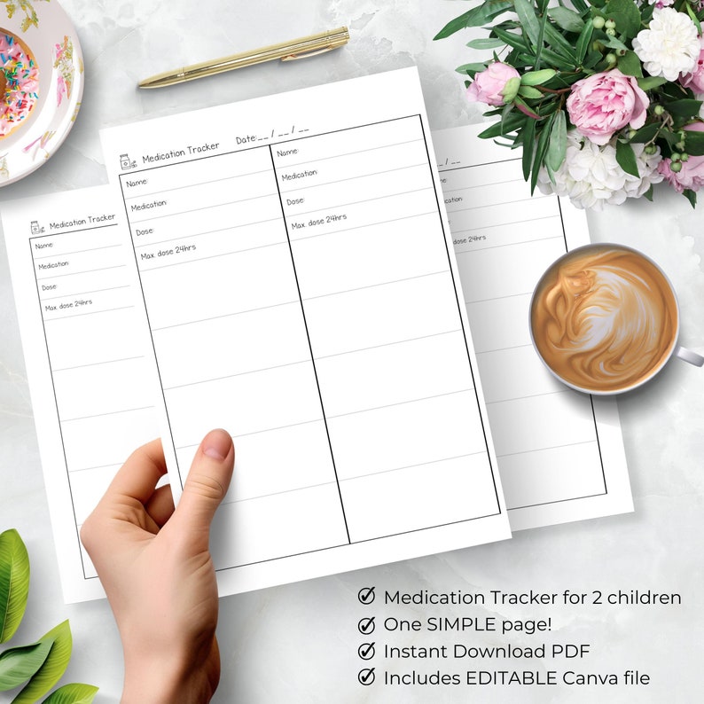 Medication Tracker Chart. Kids Medicine Schedule. Paracetamol Record ...