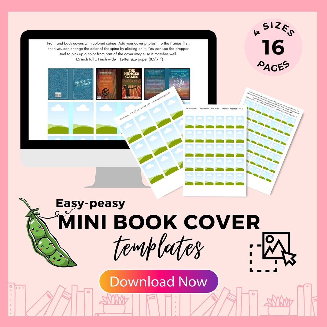 Mini Book Cover Template Editable Printable Canva TBR Book Jar Covers ...