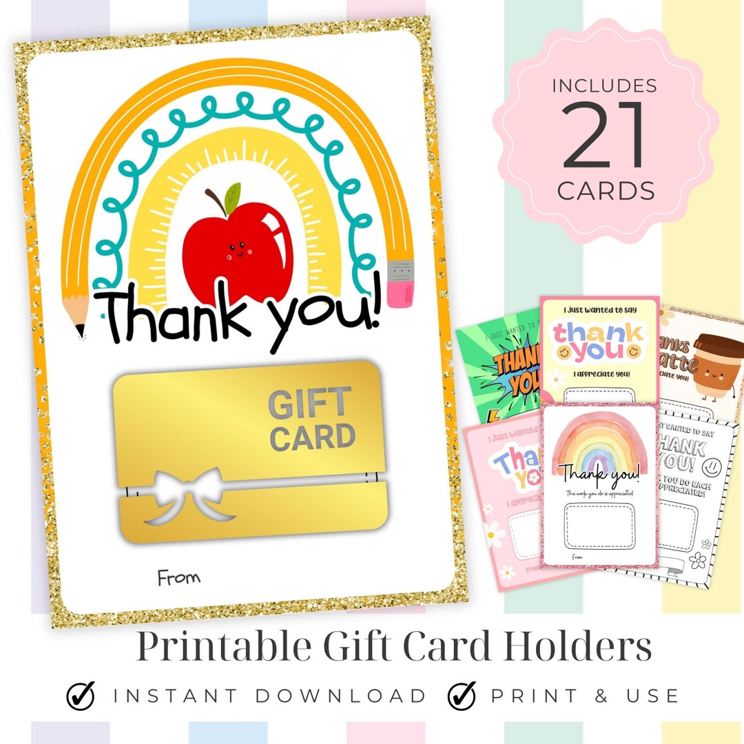 Thank You Gift Printable Card Holder Teacher Appreciation Week Present ...