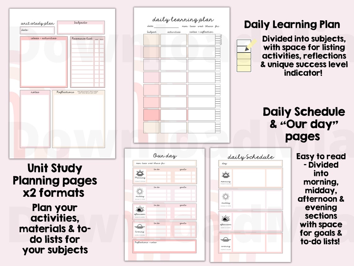 Homeschool Printable Planner 2023 2024 Printable Pink Boho - Etsy