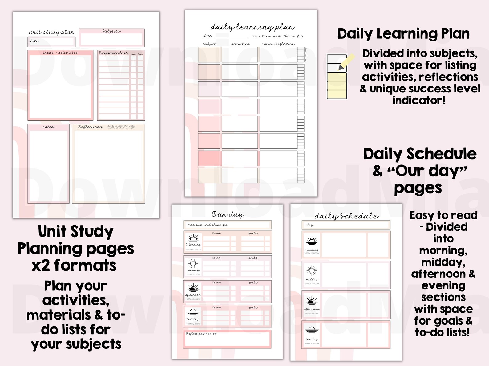 Homeschool Printable Planner 2023 2024 Printable Pink Boho Homeschool ...