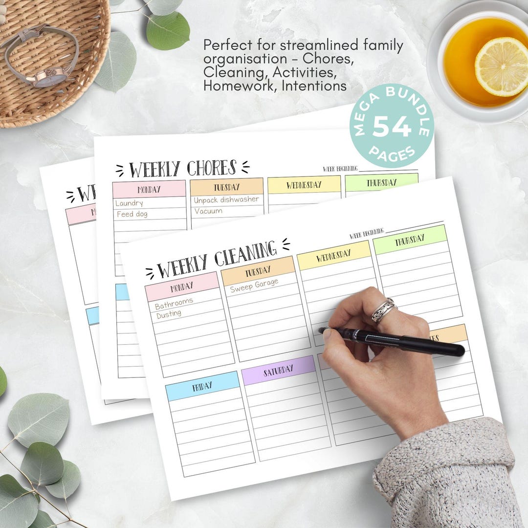 Cleaning Checklist Editable Weekly Household Organization Printable ...