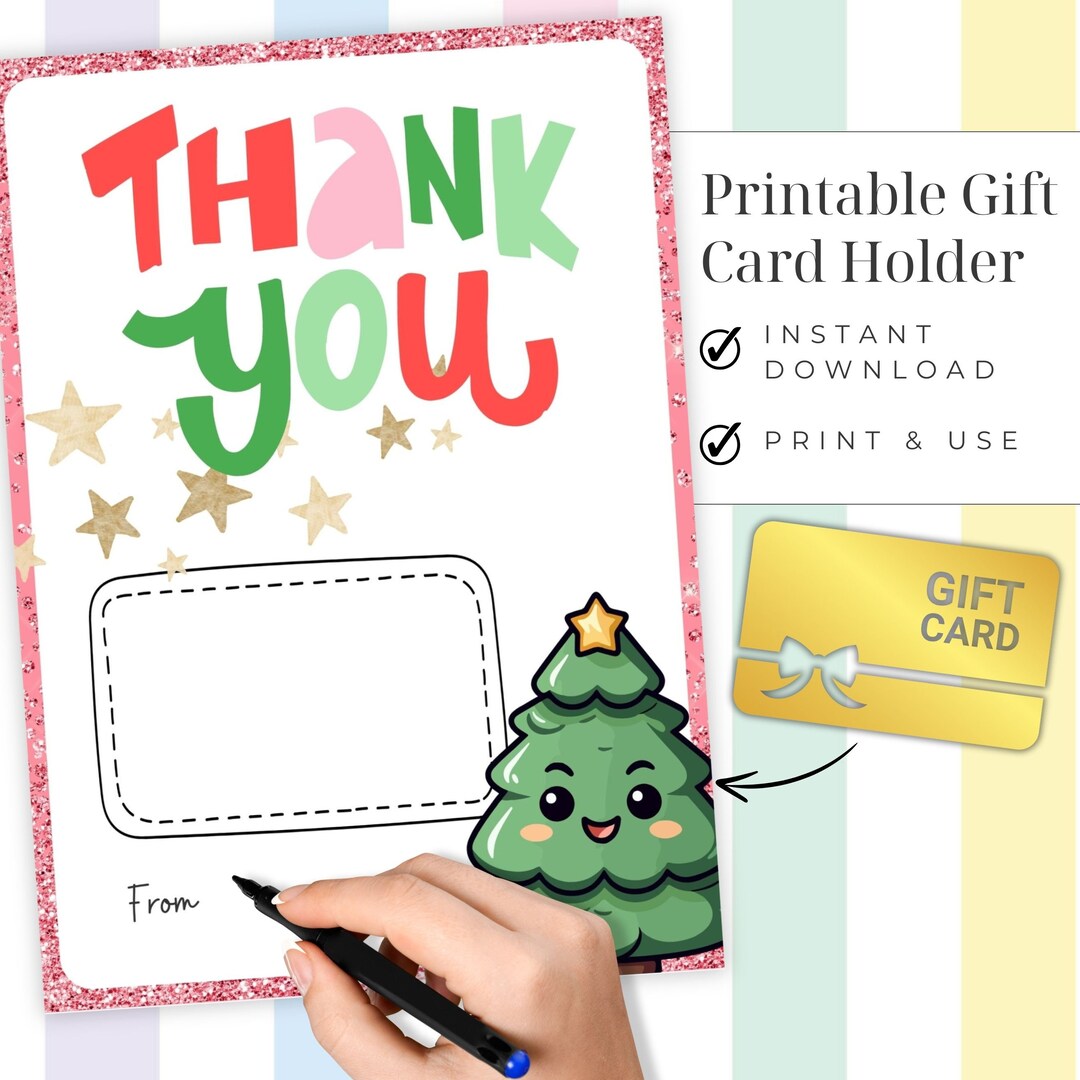 Printable Christmas Gift Card Holder Festive Teacher Appreciation Week ...