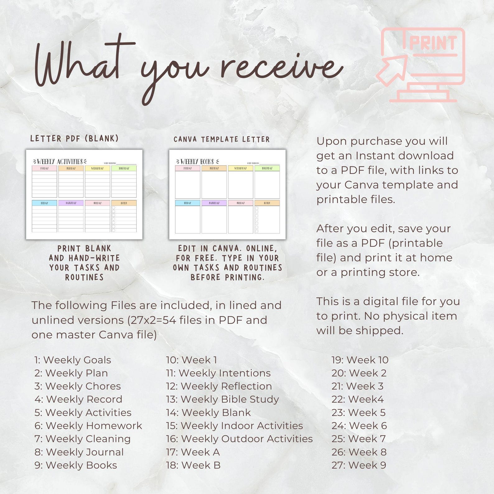 Editable Weekly Planner Mega Bundle Rainbow Printable Schedule. Kids ...